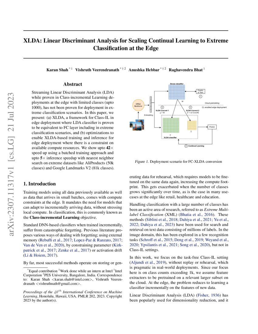 XLDA: Linear Discriminant Analysis for Scaling Continual Learning to Extreme Classification at ...