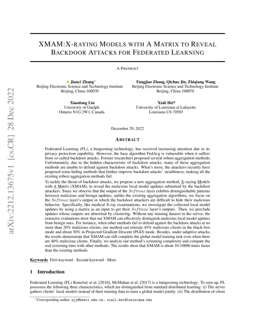 XMAM:X-raying Models with A Matrix to Reveal Backdoor Attacks for ...