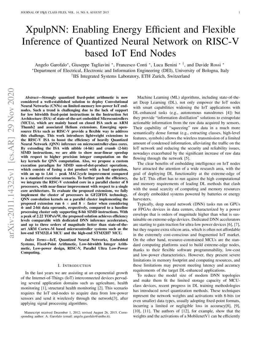 Xpulpnn Enabling Energy Efficient And Flexible Inference Of Quantized Neural Network On Risc V