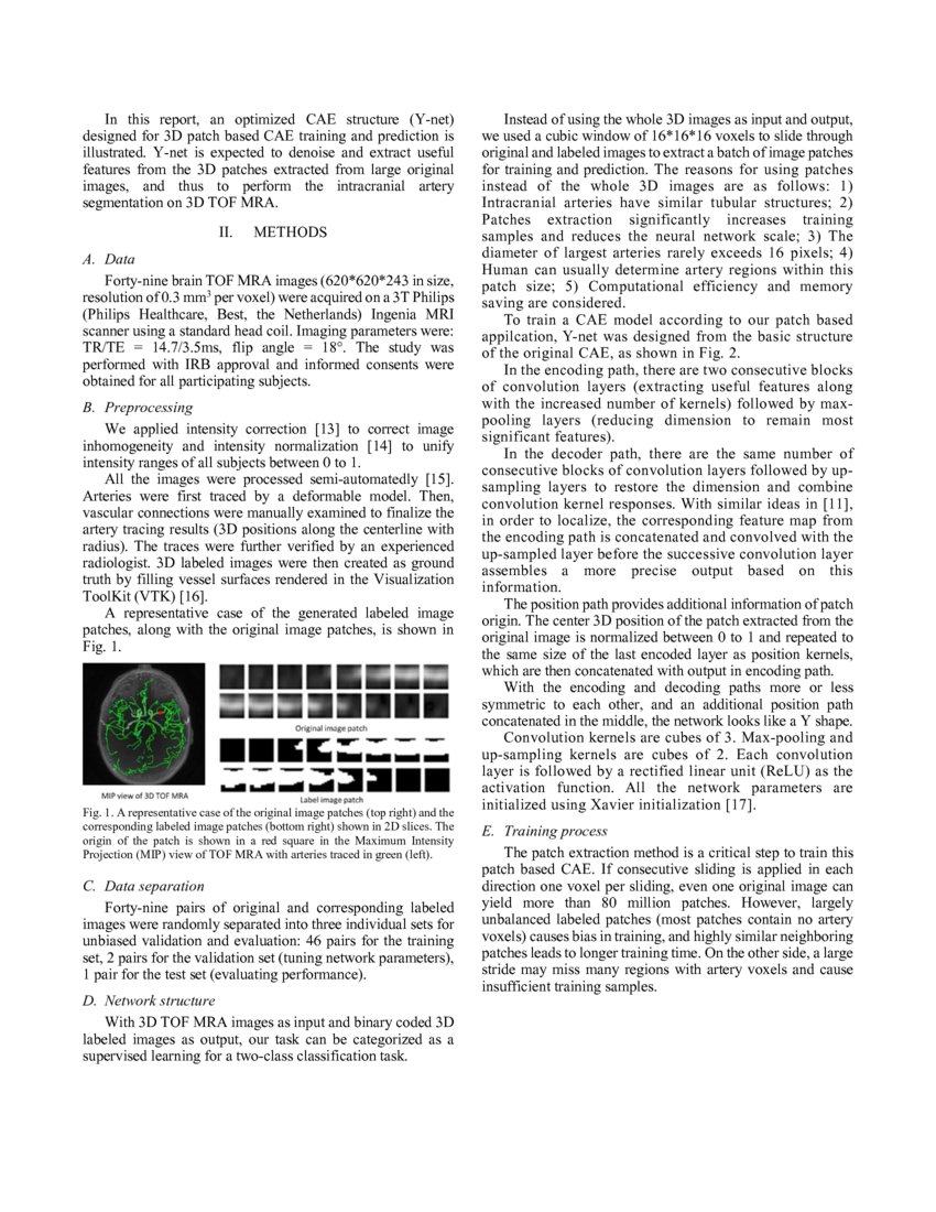 Y-net: 3D intracranial artery segmentation using a convolutional autoencoder | DeepAI