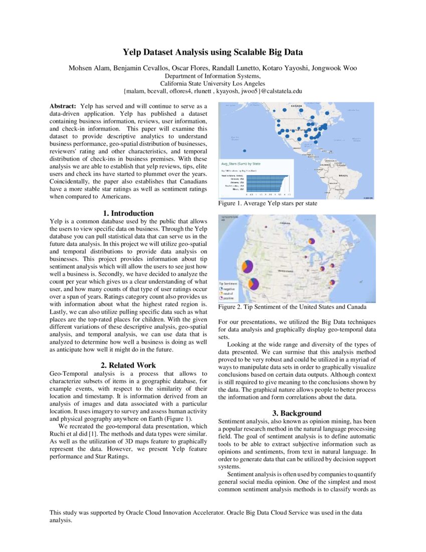Yelp Dataset Analysis using Scalable Big Data | DeepAI