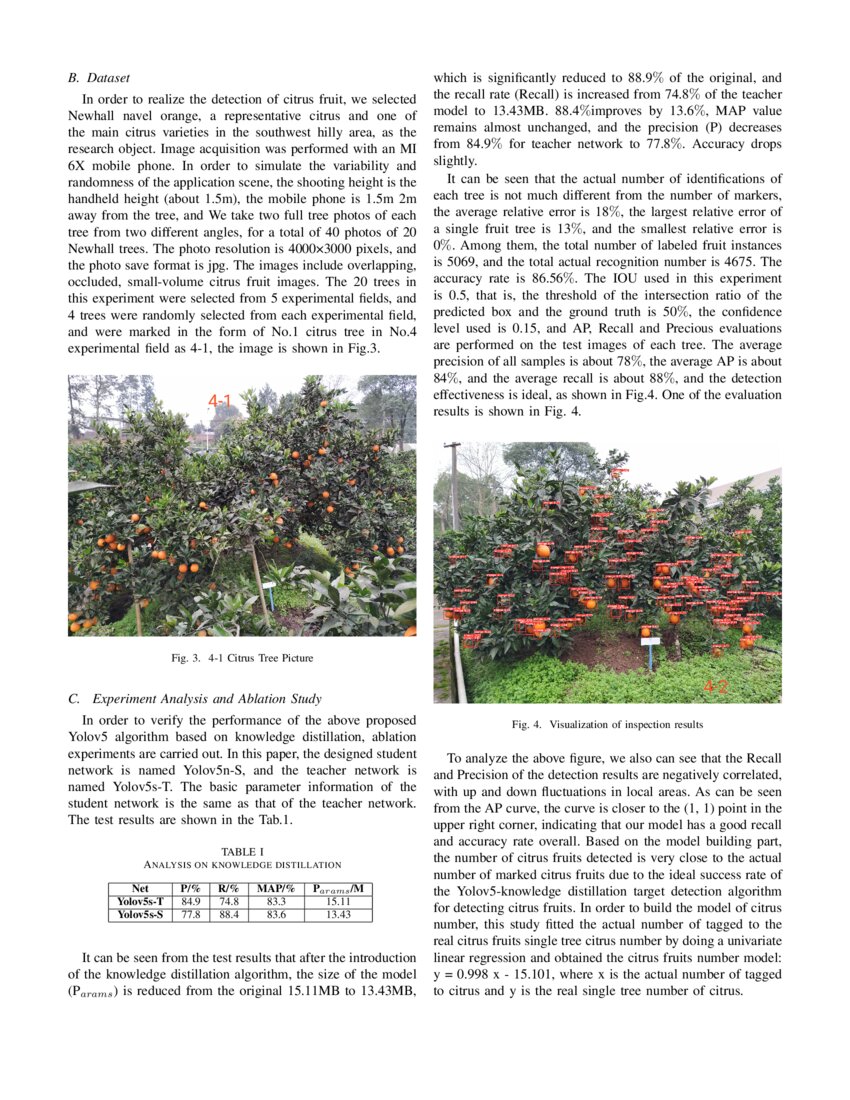 Yield Evaluation of Citrus Fruits based on the YoloV5 compressed by ...