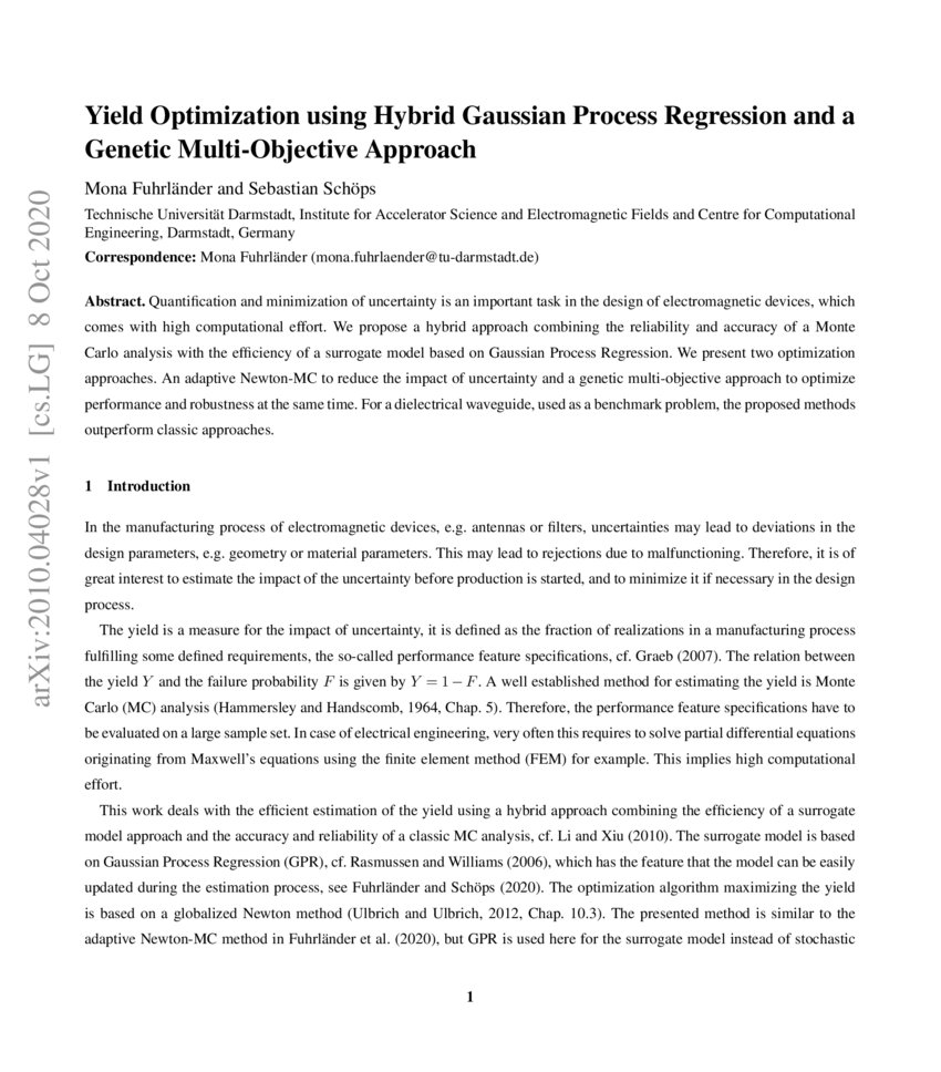 Yield Optimization using Hybrid Gaussian Process Regression and a Genetic Multi-Objective ...