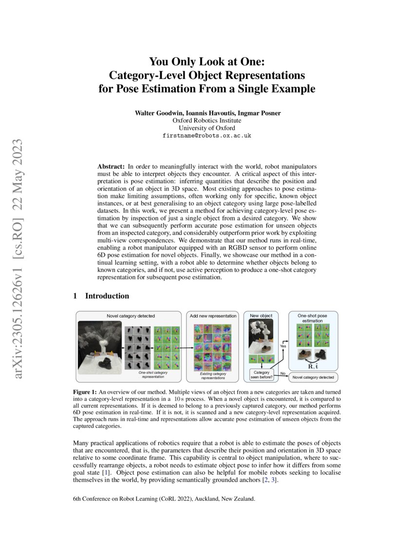 You Only Look at One: Category-Level Object Representations for Pose ...