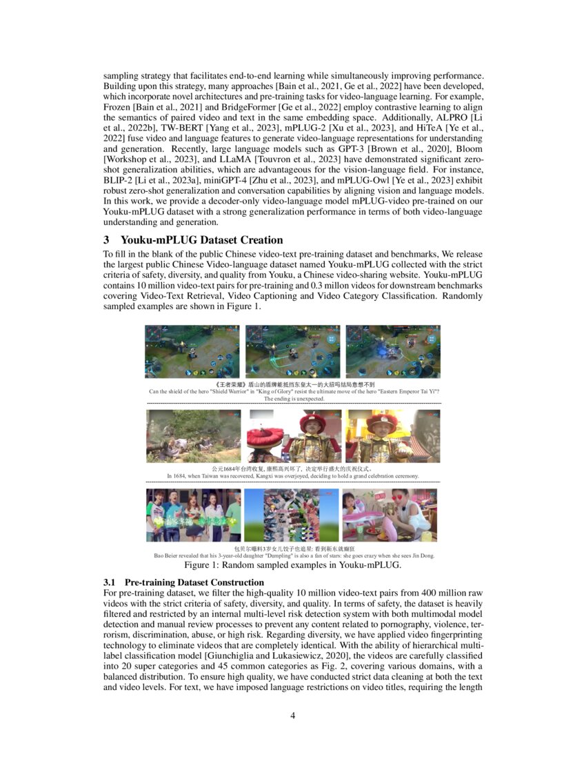 Youku-mPLUG: A 10 Million Large-scale Chinese Video-Language Dataset for Pre-training and ...