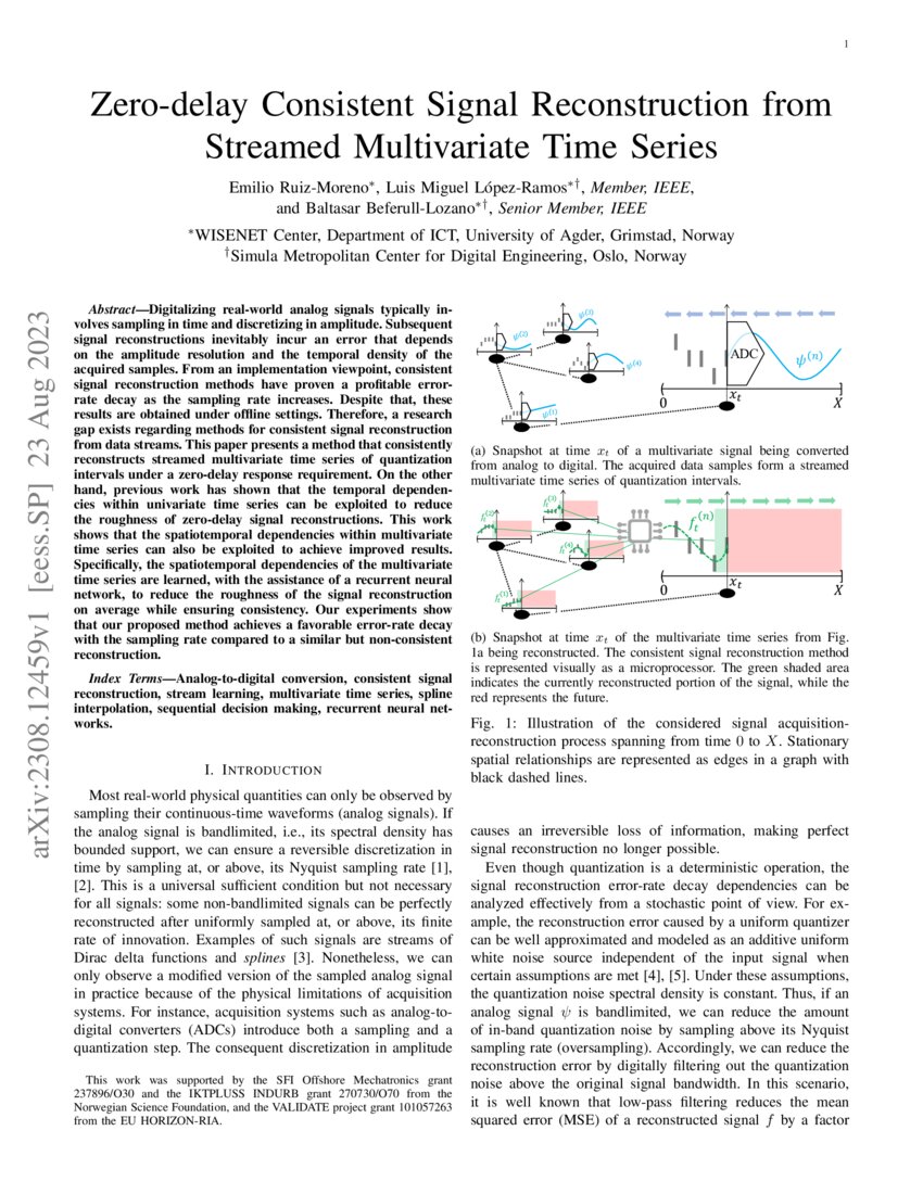 Zero-delay Consistent Signal Reconstruction from Streamed Multivariate Time Series | DeepAI