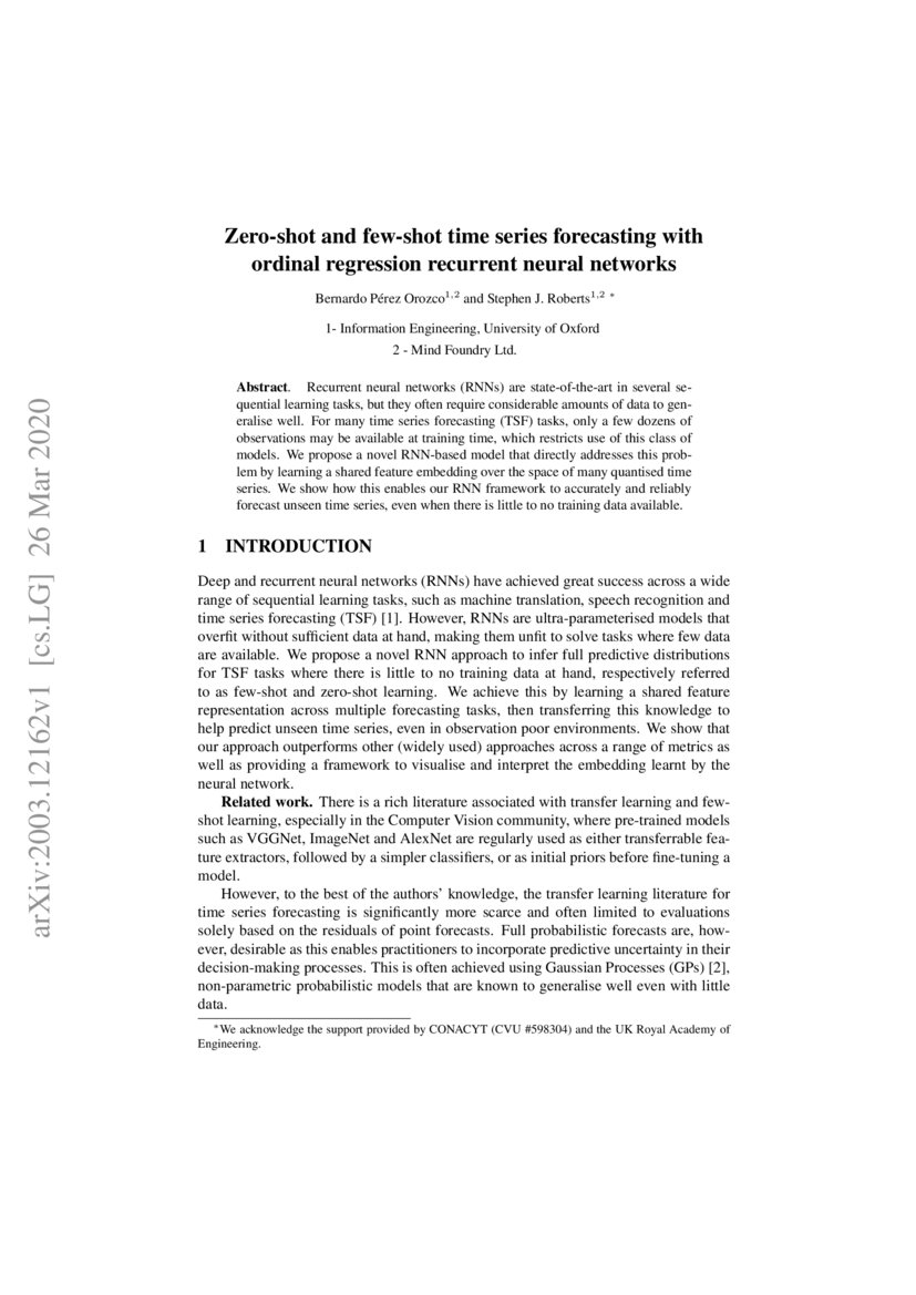 Zero Shot And Few Shot Time Series Forecasting With Ordinal Regression