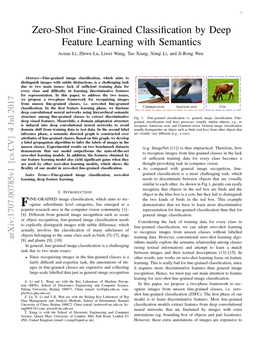 Zero-Shot Fine-Grained Classification by Deep Feature Learning with Semantics | DeepAI