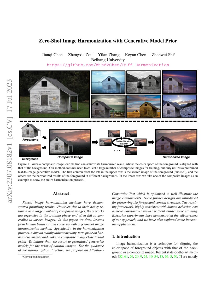 Zero-Shot Image Harmonization with Generative Model Prior | DeepAI