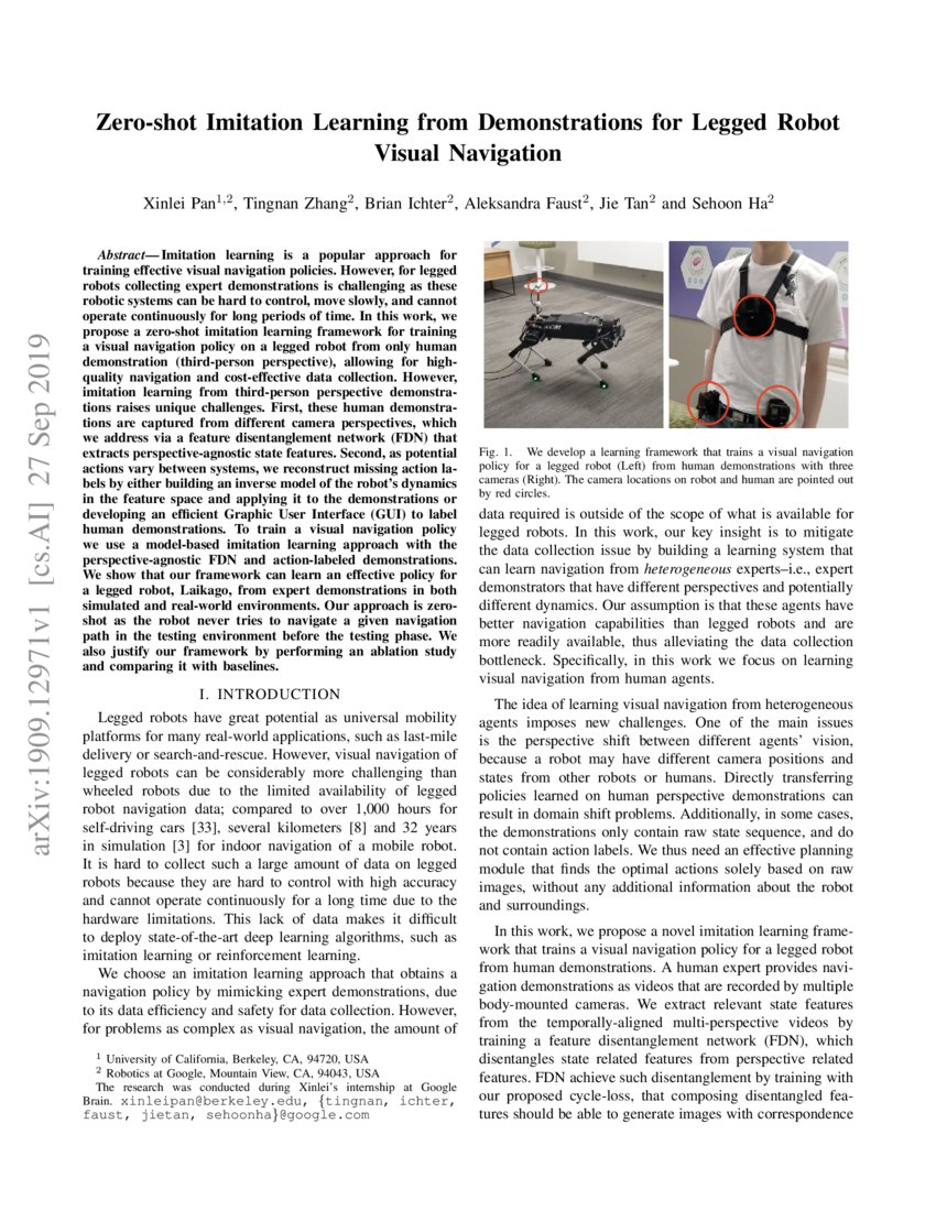 Zero Shot Imitation Learning From Demonstrations For Legged Robot Visual Navigation Deepai