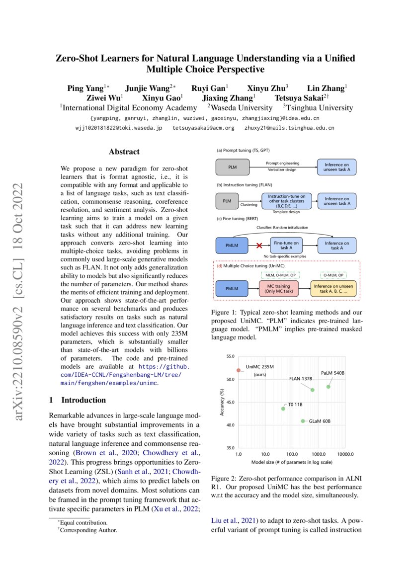 Zero-Shot Learners for Natural Language Understanding via a Unified ... Zero-Shot Learners for Natural Language Understanding via a Unified ...
