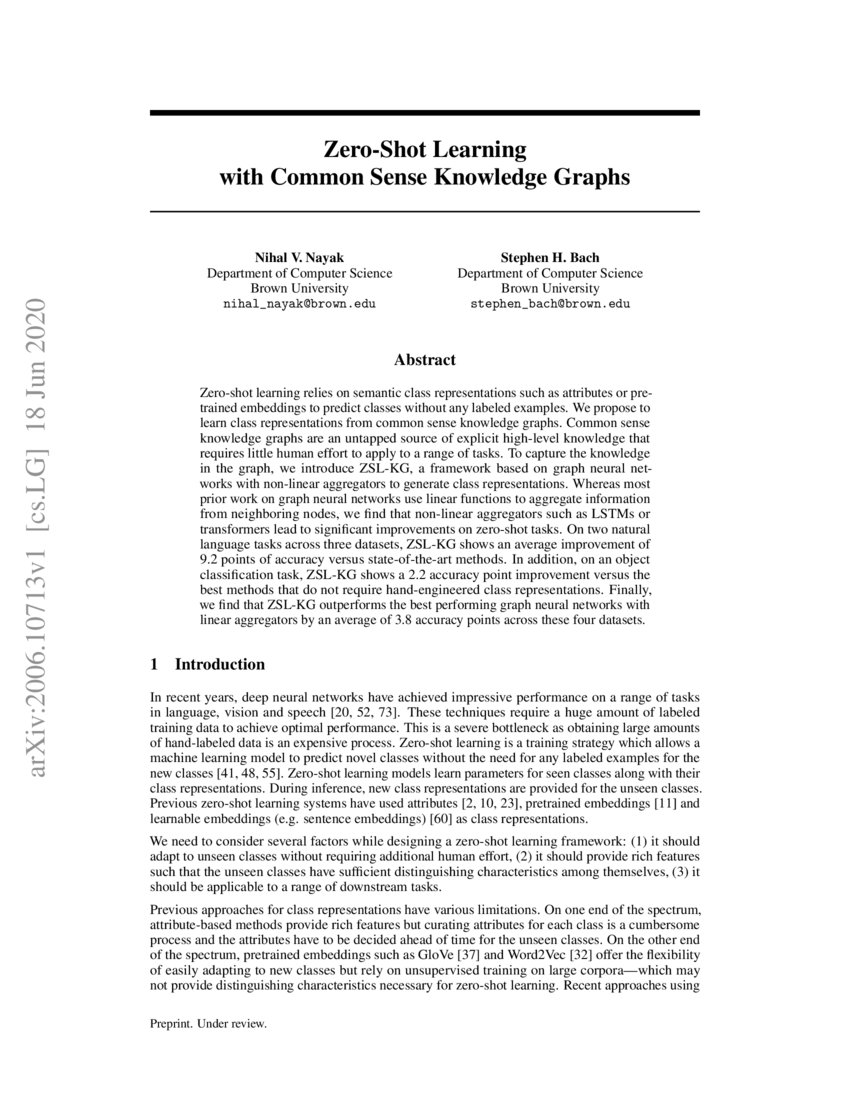 Zero-Shot Learning with Common Sense Knowledge Graphs | DeepAI