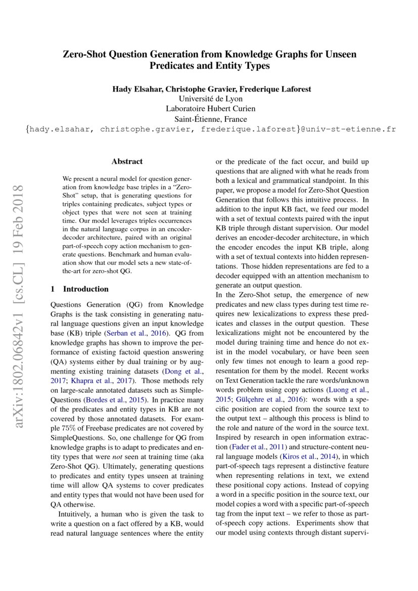 Zero Shot Question Generation From Knowledge Graphs For Unseen Predicates And Entity Types Deepai