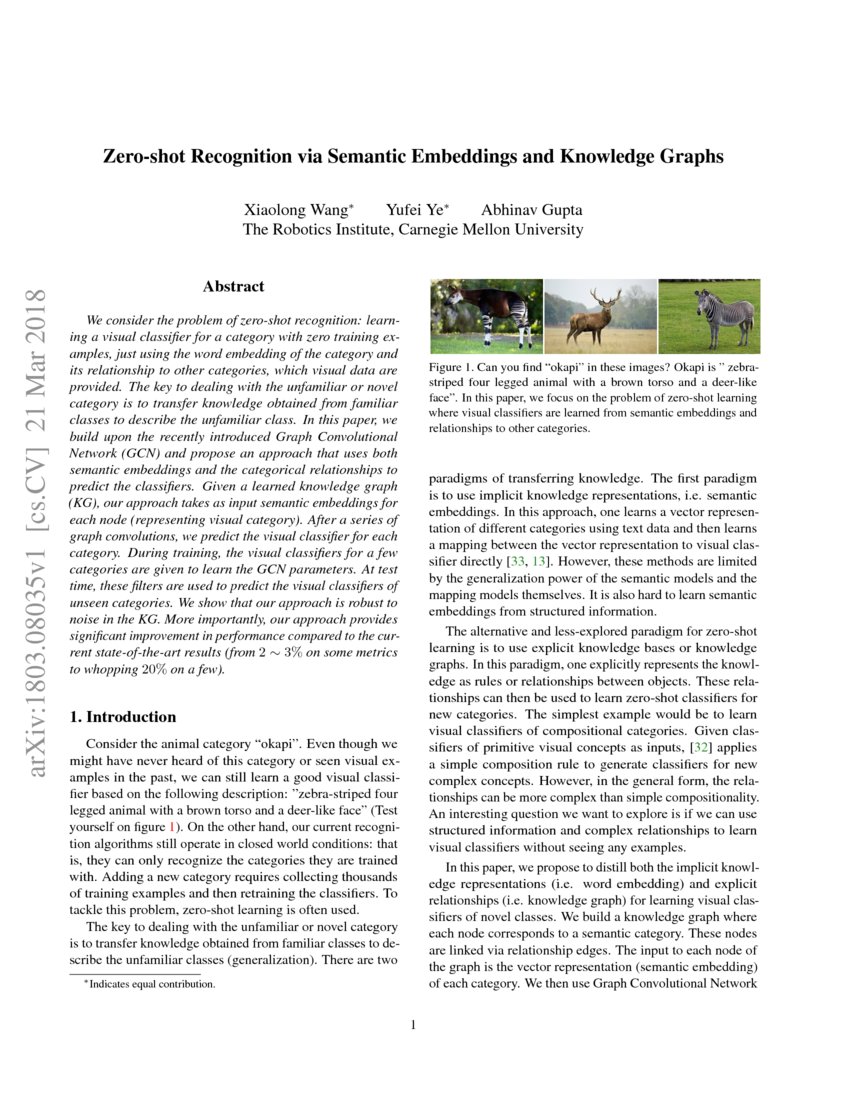 Zero-shot Recognition via Semantic Embeddings and Knowledge Graphs | DeepAI