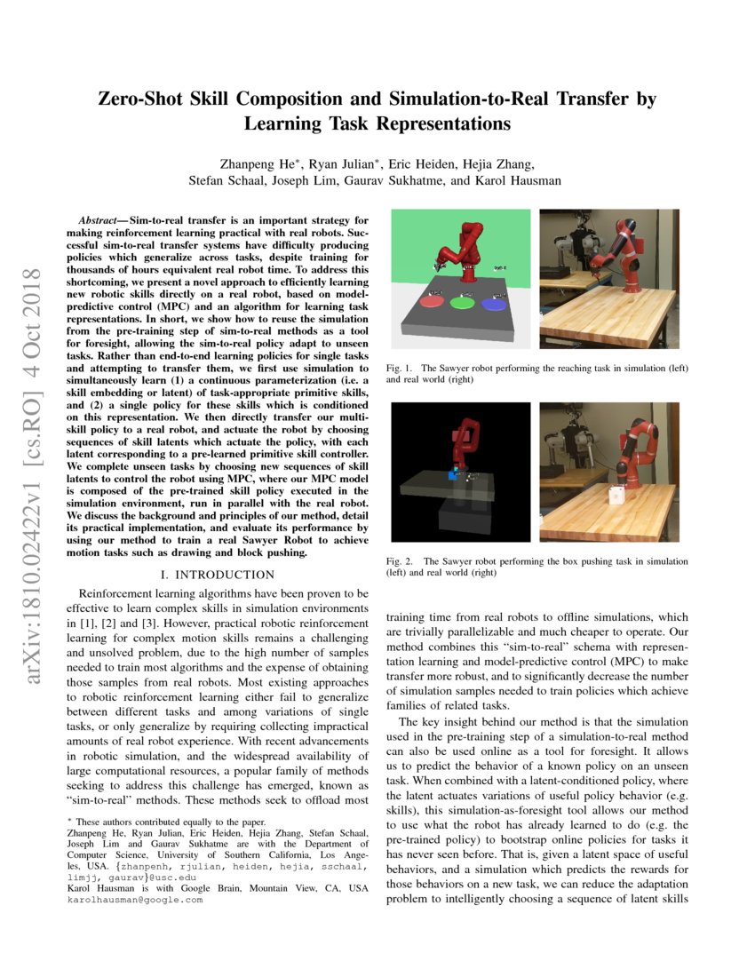 Zero-Shot Skill Composition and Simulation-to-Real Transfer by Learning Task Representations ...