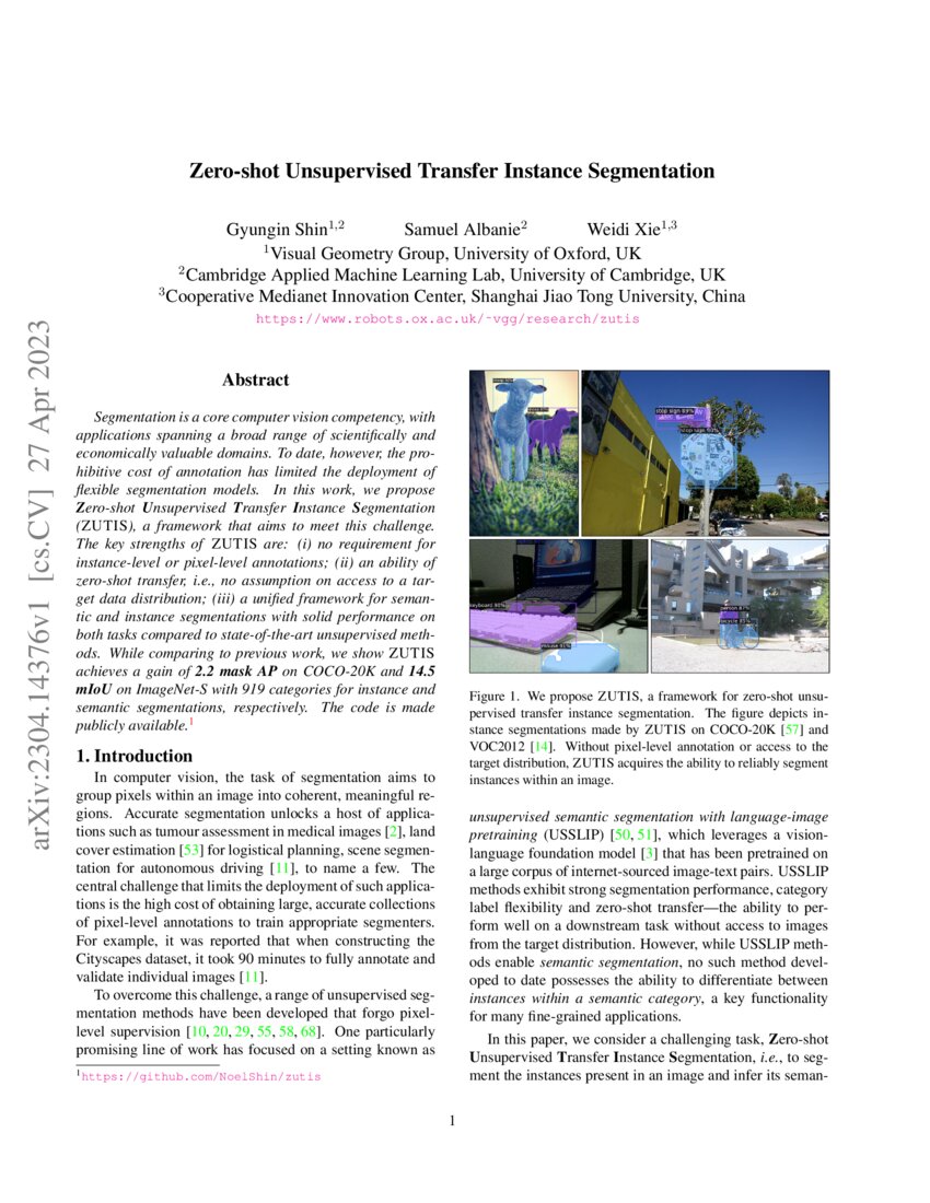Zero-shot Unsupervised Transfer Instance Segmentation | DeepAI Zero-shot Unsupervised Transfer Instance Segmentation | DeepAI