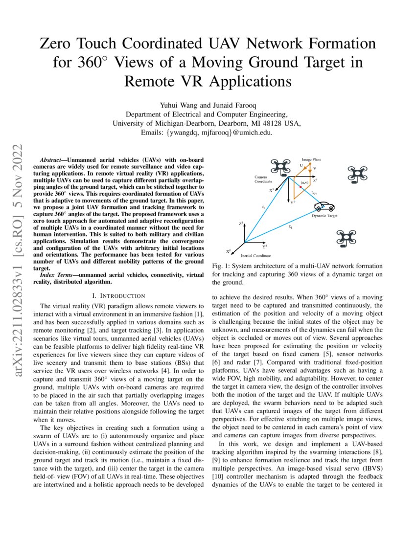 Zero Touch Coordinated UAV Network Formation for 360° Views of a Moving ...