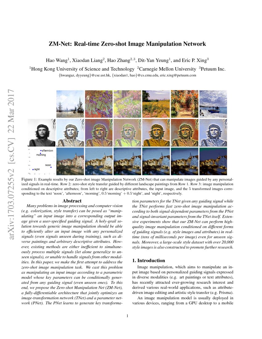 ZM-Net: Real-time Zero-shot Image Manipulation Network | DeepAI