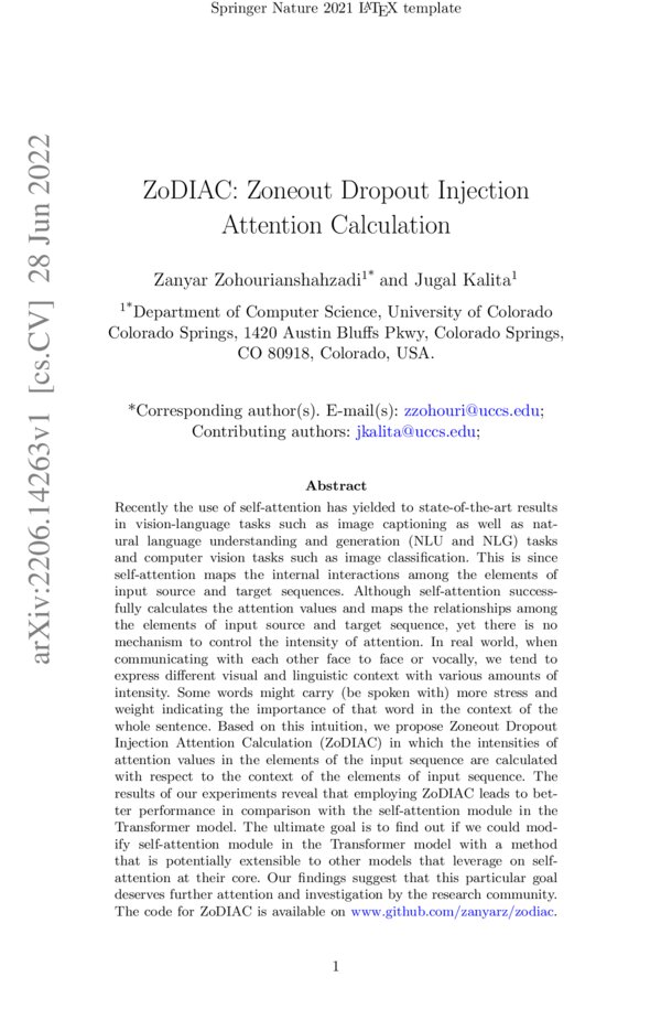 ZoDIAC: Zoneout Dropout Injection Attention Calculation | DeepAI