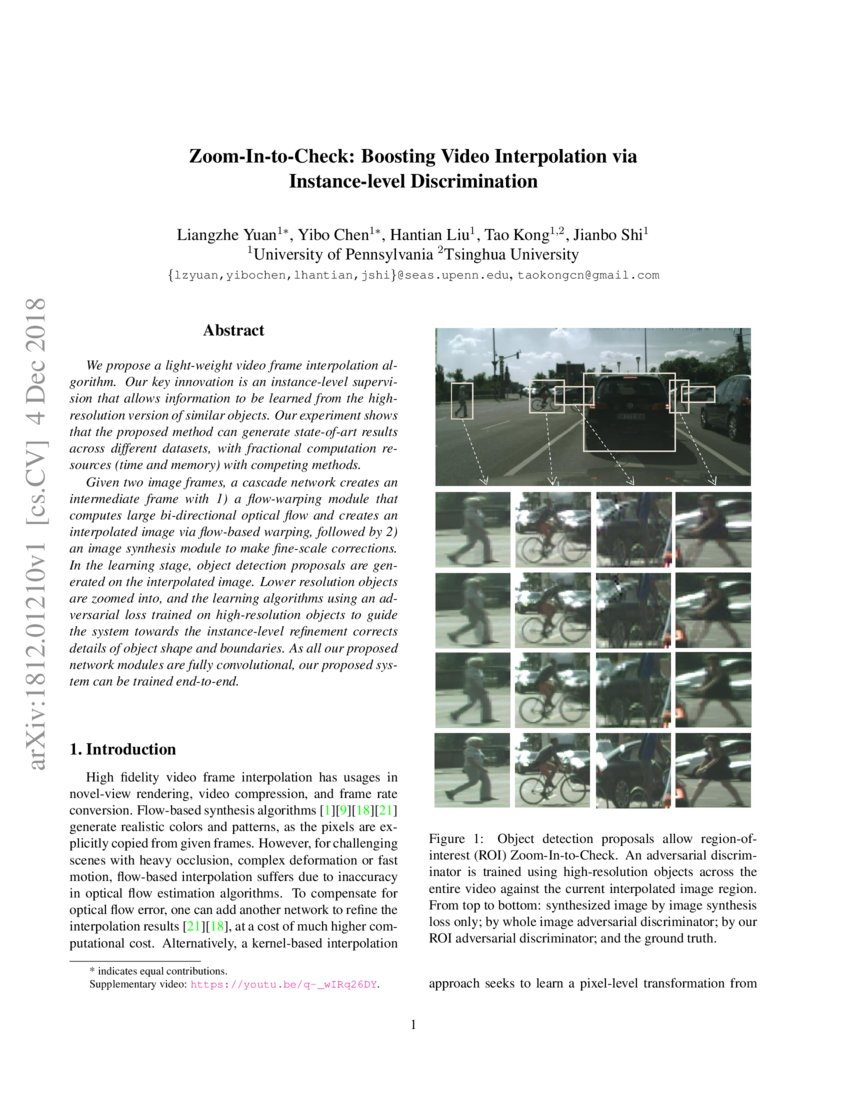 Zoom-In-to-Check: Boosting Video Interpolation via Instance-level Discrimination | DeepAI